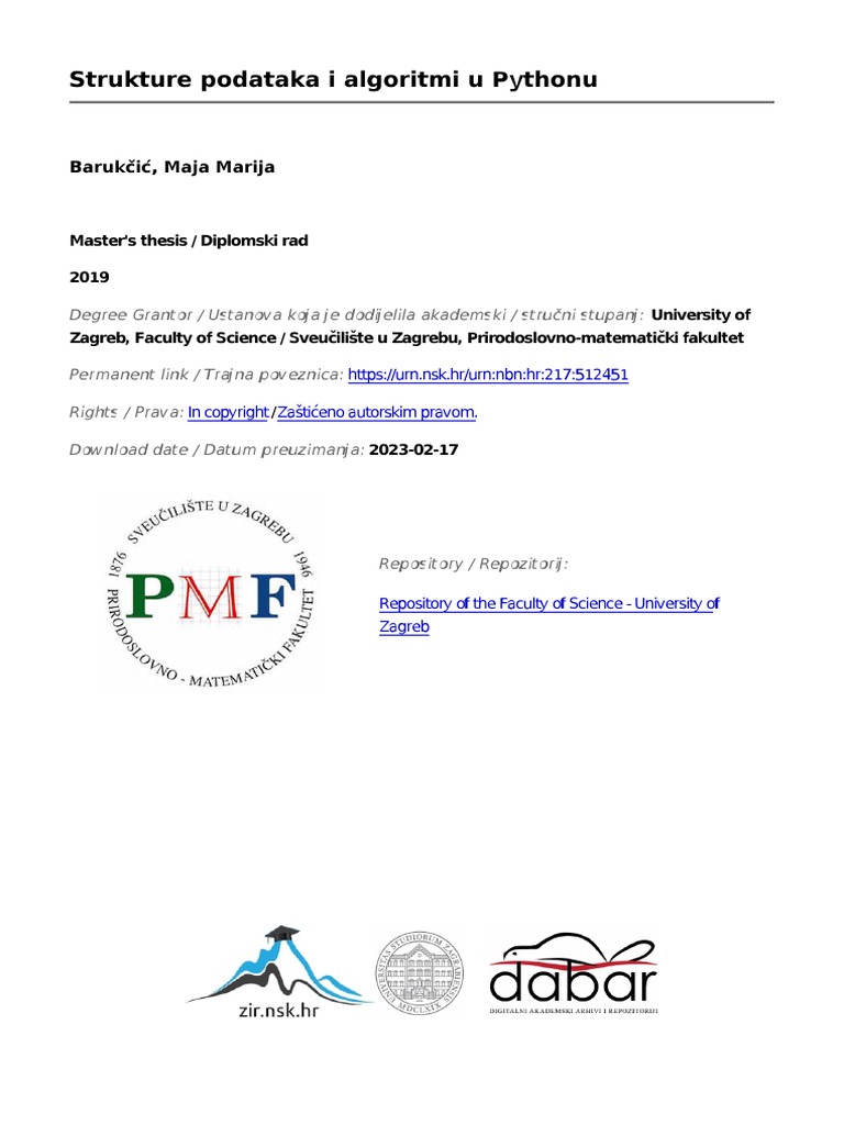 Strukture Podataka I Algoritmi U Pythonu | PDF