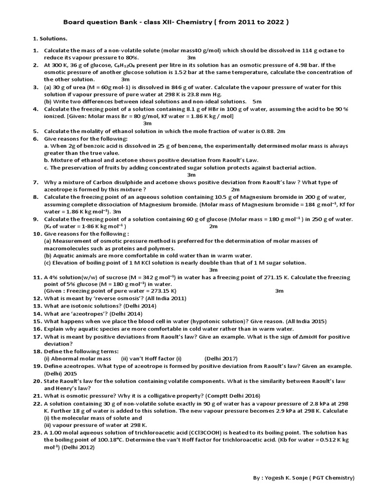 Board Que 2023 | Download Free PDF | Coordination Complex | Transition Metals