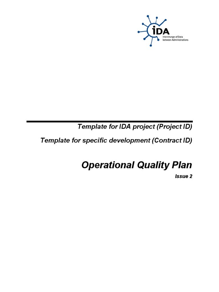 Operational Quality Plan Template for Guiding the Development of ...