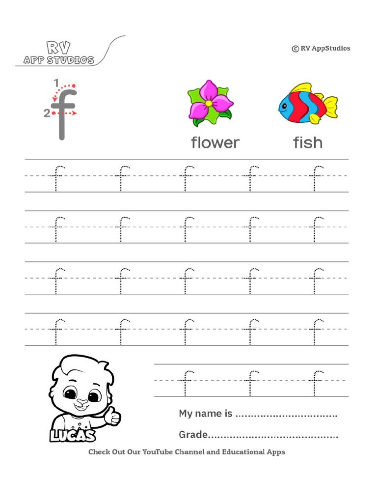 300 Free Printable Worksheets For Kids Small Letter F Trace | PDF
