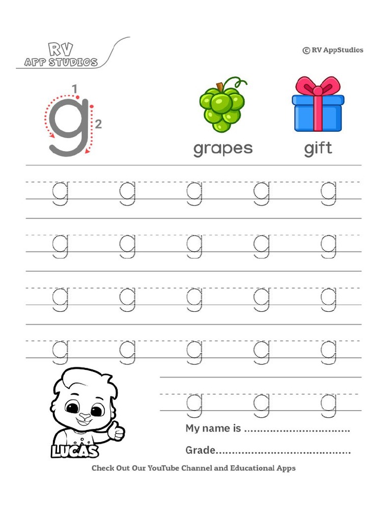 301 Free Printable Worksheets For Kids Small Letter G Trace | PDF