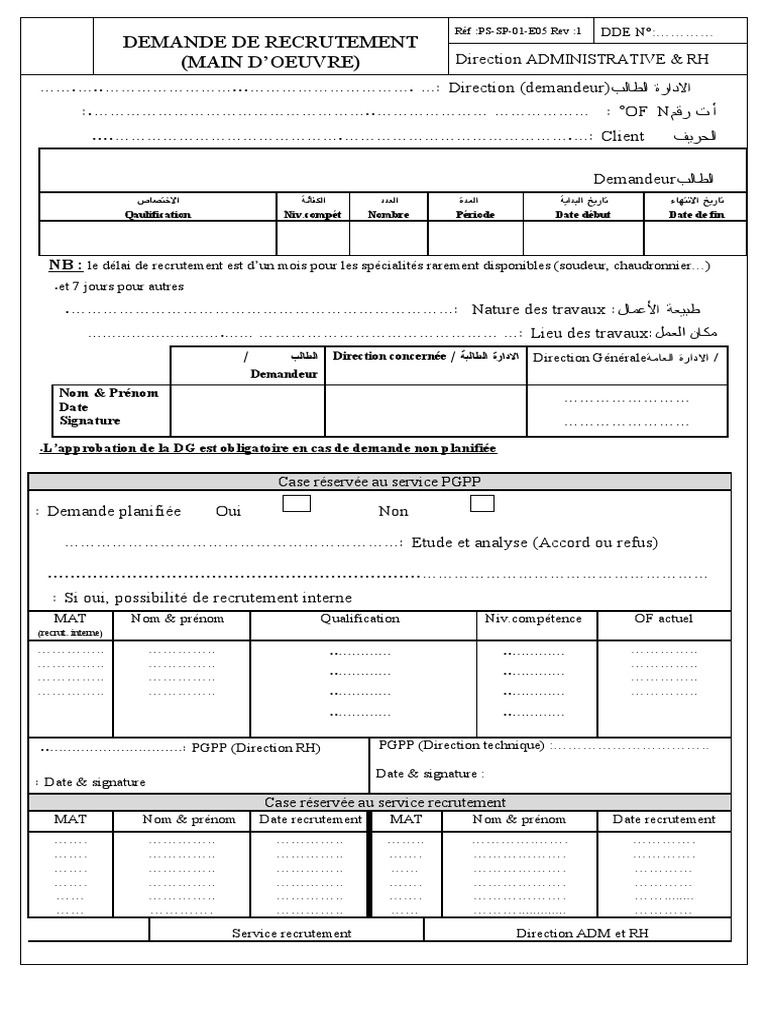 Formulaires De Demande Pour Le Recrutement – YGRPAG