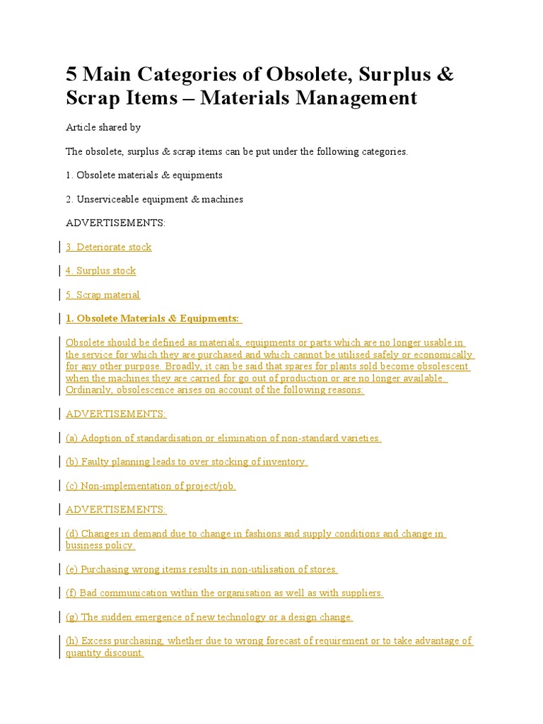 SURPLUS | PDF | Inventory | Scrap