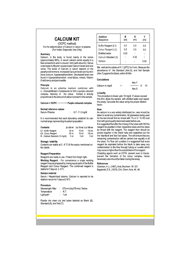 Calcium Kit OCPC | PDF