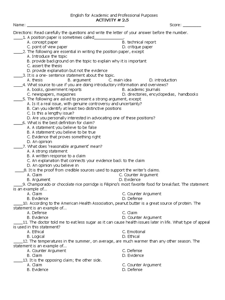 Eapp Act. 2.5 | PDF | Argument | Evidence