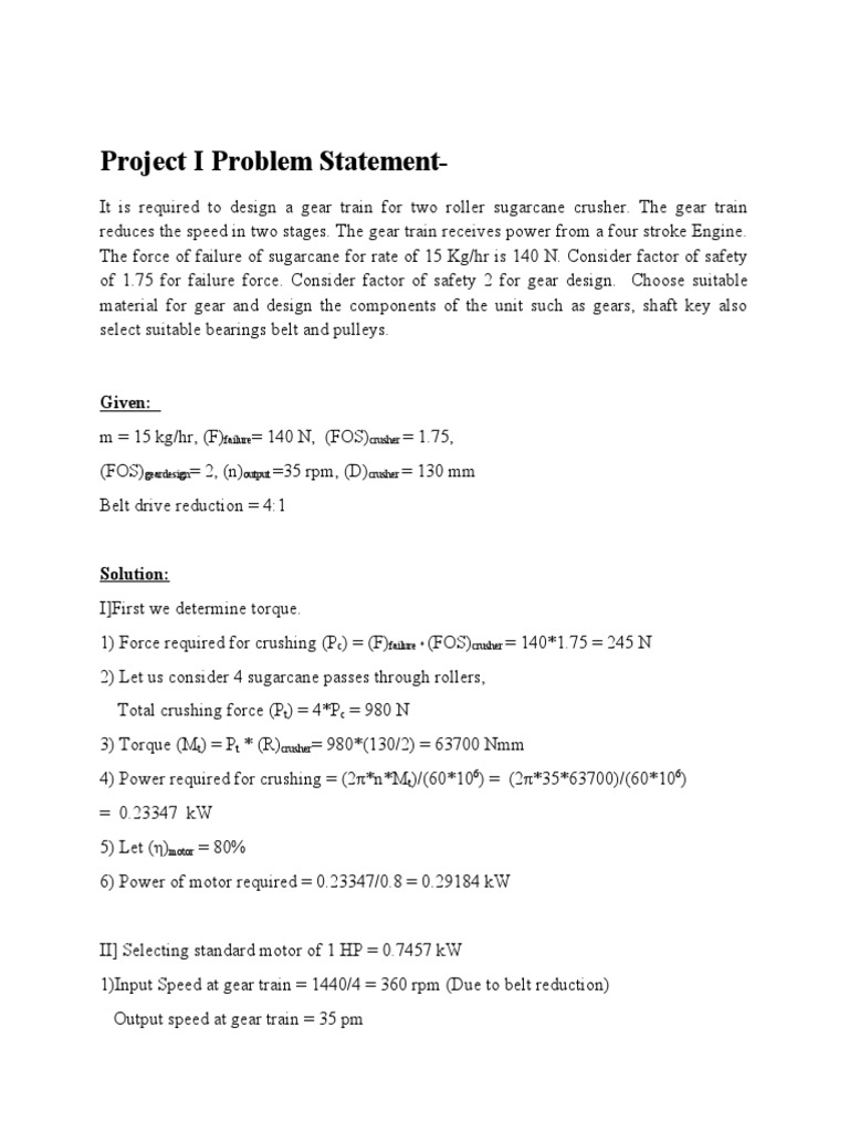 MD Project 1 - Guideline Solution | PDF | Belt (Mechanical) | Electric ...