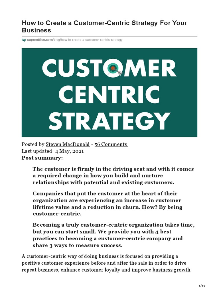 How To Create A Customer-Centric Strategy For Your Business | PDF ...
