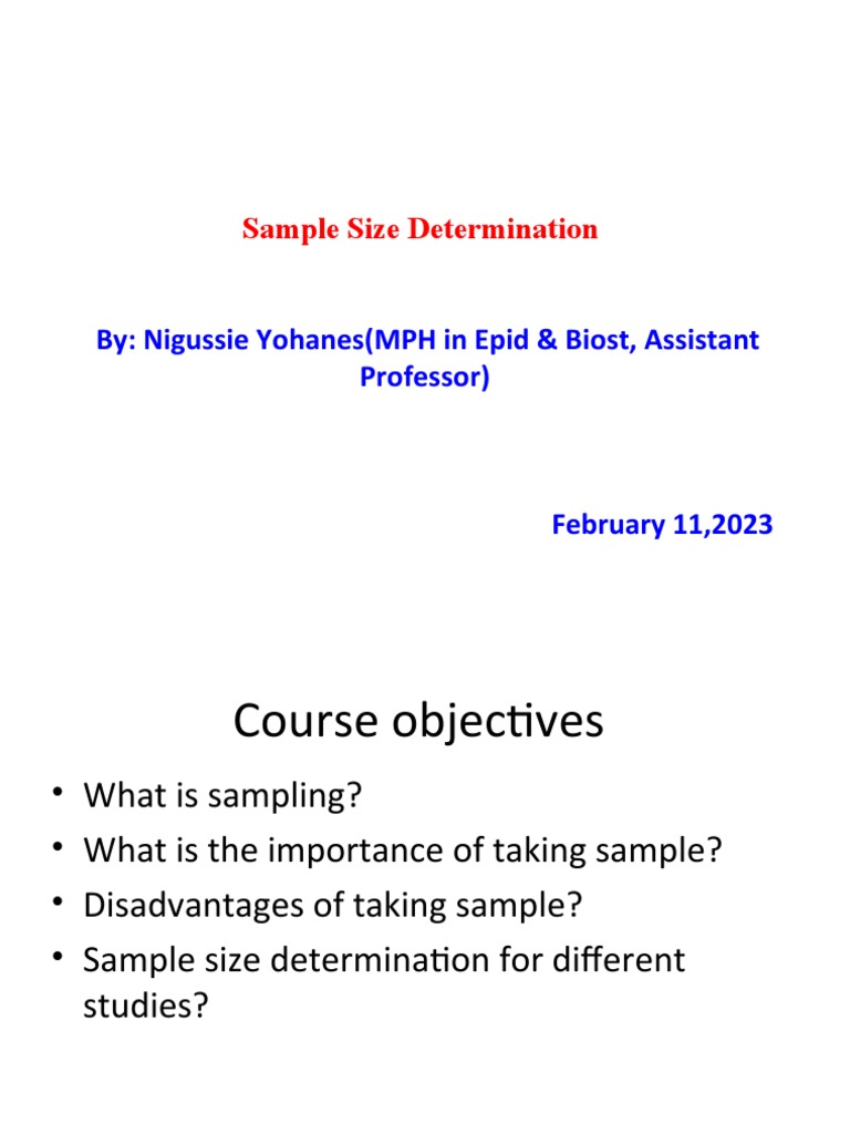 L6 Sample Size Estimation | PDF | Sample Size Determination | Sampling (Statistics)