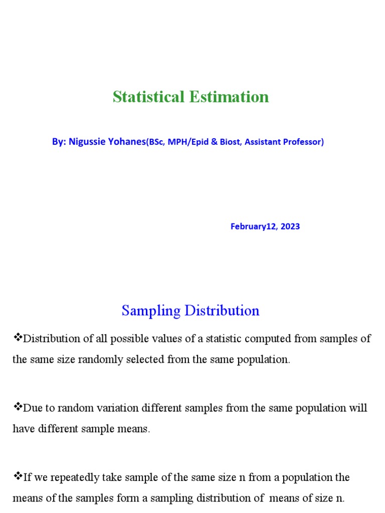 L8 Statistical Estimation 1 Pdf Confidence Interval Standard