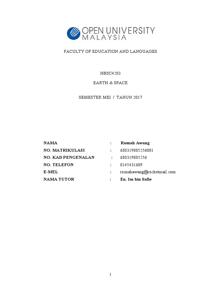 Hbsc4203 Earth & Space | PDF