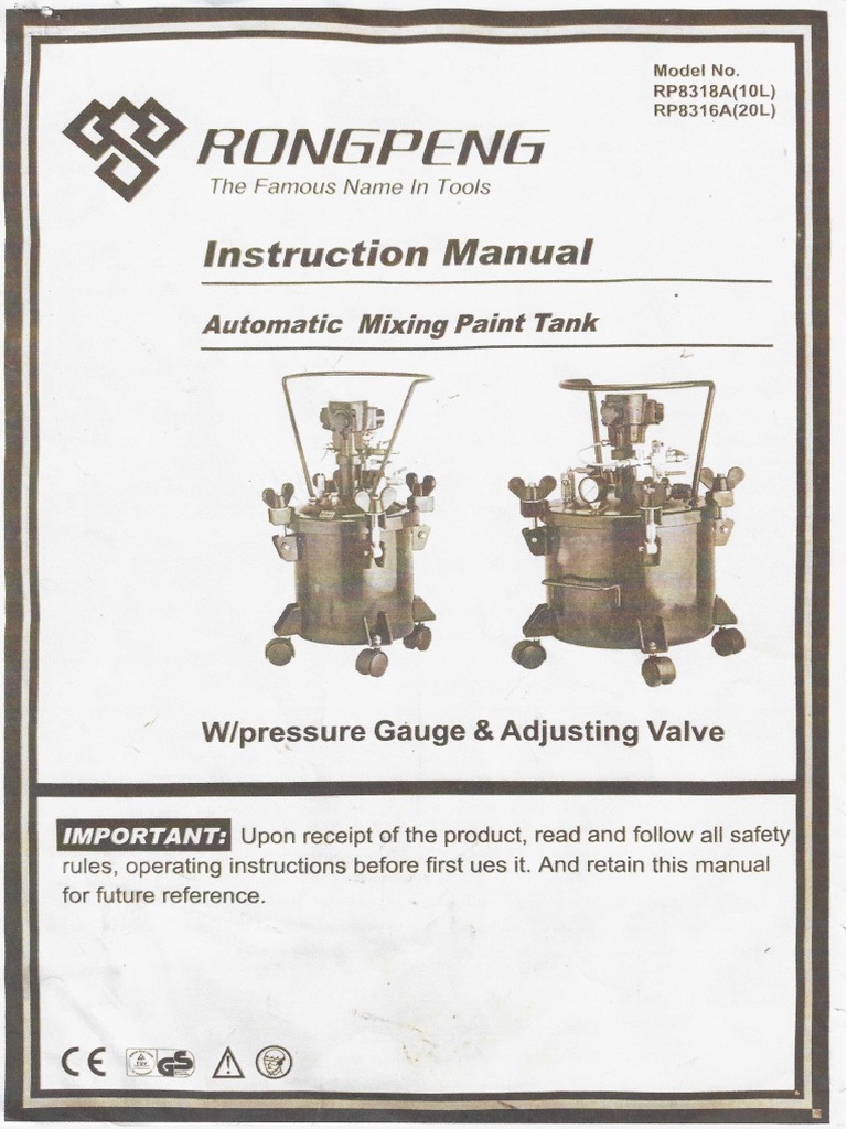 Instruction Manual Automatic Mixing Paint Pot | PDF