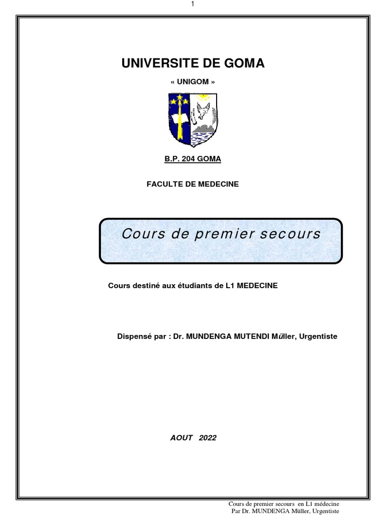 Cours de premiers secours en médecine L1 | PDF | Brûlure | Réanimation ...