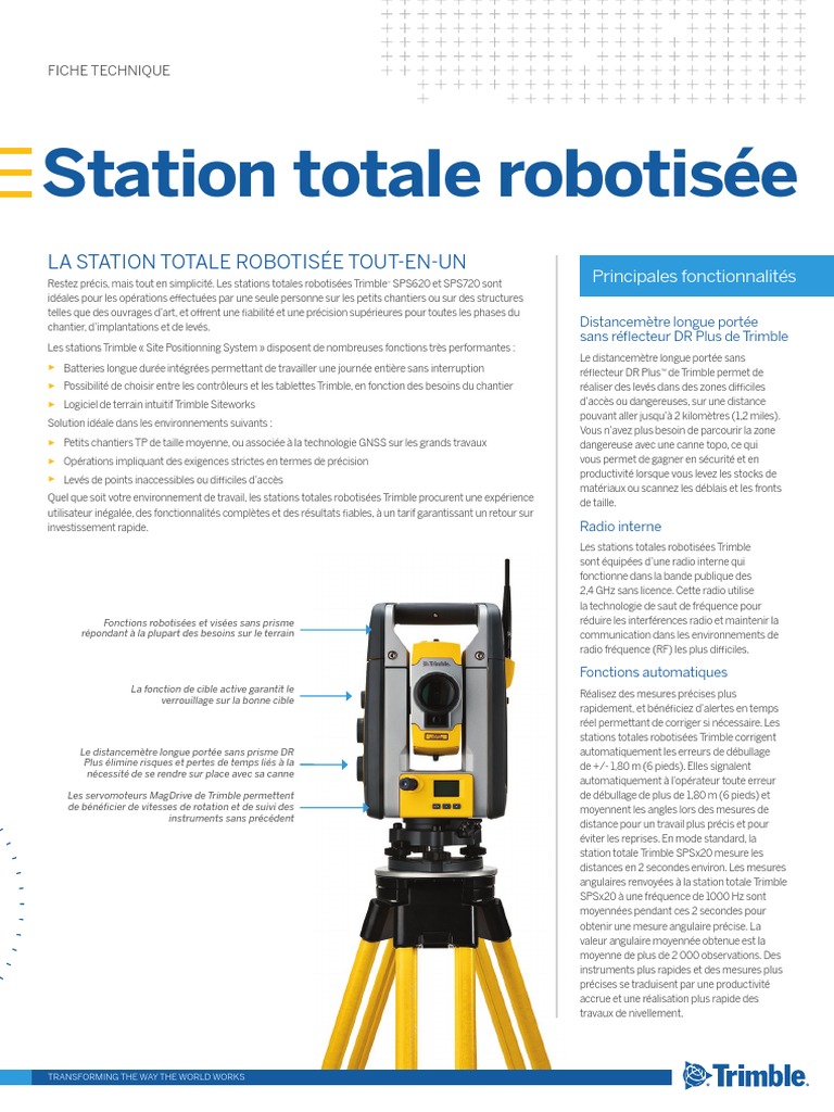 Trimble spsx20 Robotic Total Station Datasheet French | PDF | Fréquence