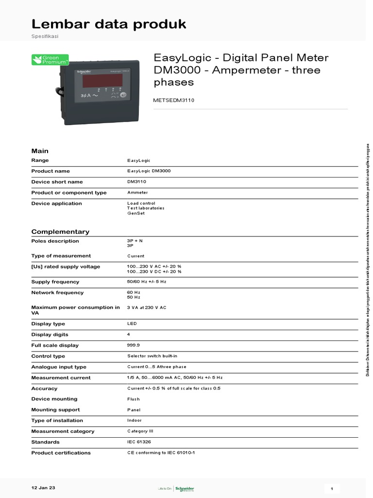 EasyLogic DM1000 DM3000 Series METSEDM3110 | PDF | Alternating Current | Electromagnetic ...