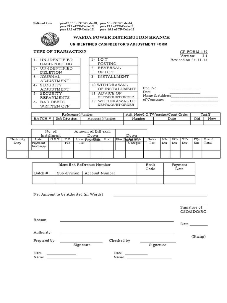 CP 139 Form | PDF | Payments | Fee