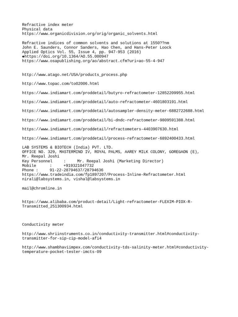 Refractive Index Pdf