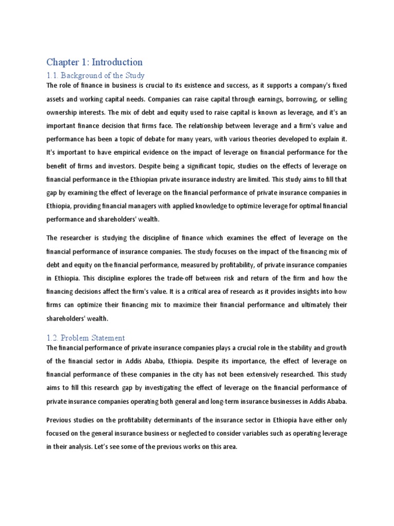 Chapter 1: Introduction: 1.1. Background of The Study | PDF | Financial ...