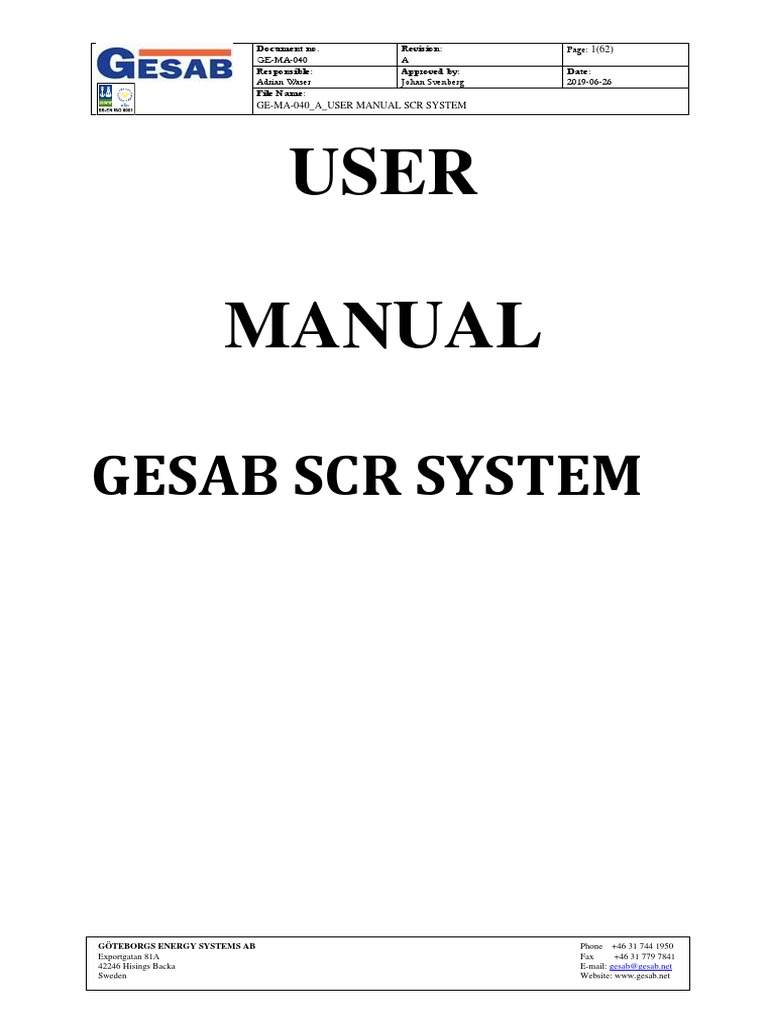 GE-MA-041 MANUAL SCR SYSTEM Working File | PDF | N Ox | Applied And ...