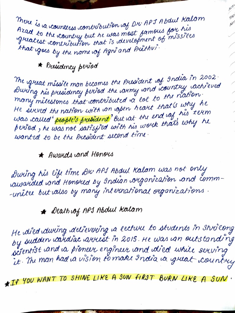 Essay On DR - Apj Abdul Kalam Azad | PDF