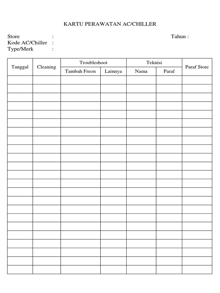 Kartu Perawatan Ac | PDF