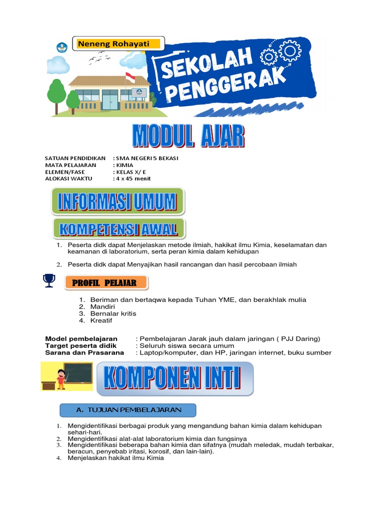 Neneng Rohayati - Modul Ajar Kimia | PDF | Karier & Perkembangan ...
