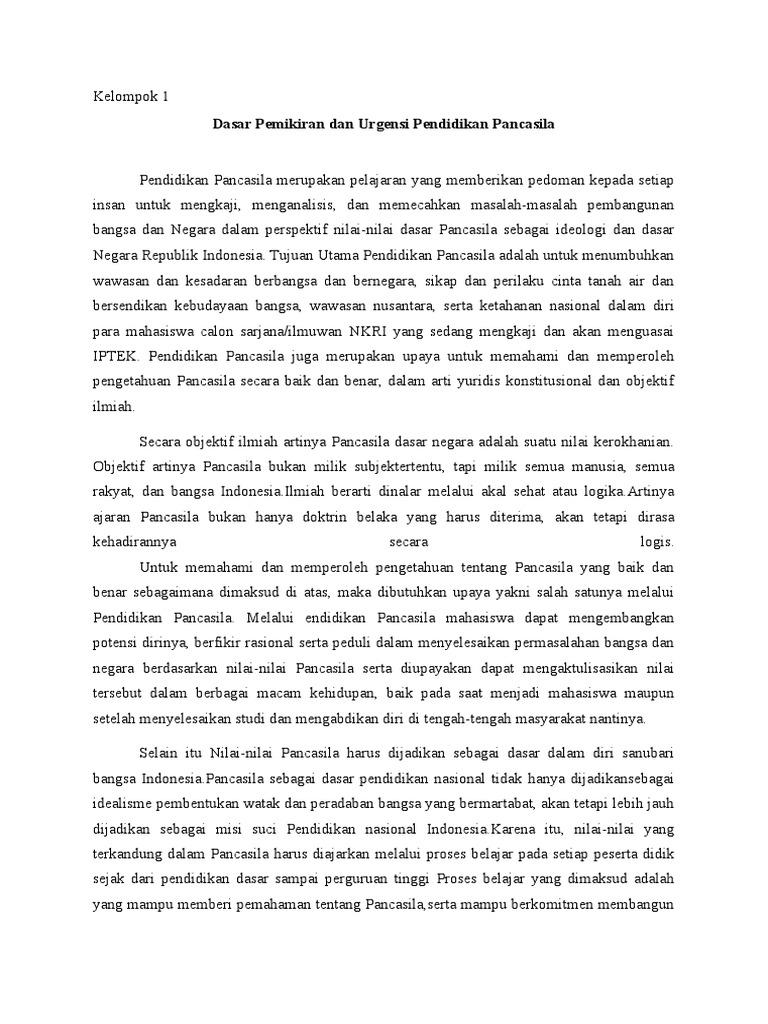 Sintya Nurfitria Putri - Kelompok 1 - PSM 22 - Pendidikan Pancasila | PDF