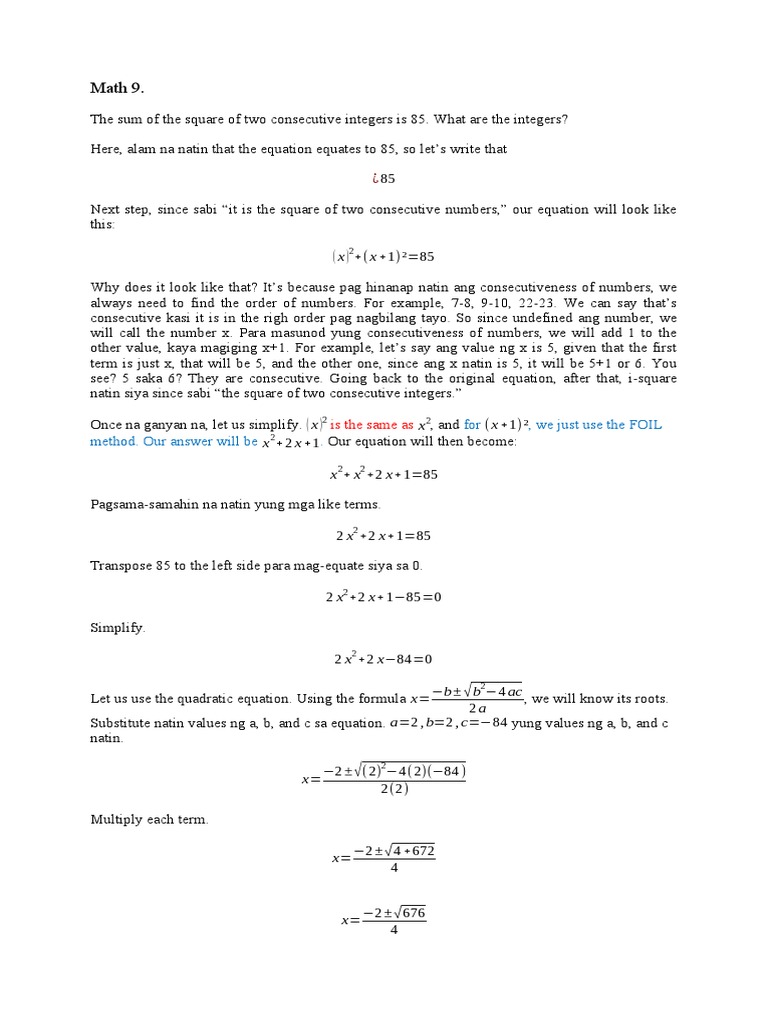 Math 9 Script | Download Free PDF | Square Root | Abstract Algebra