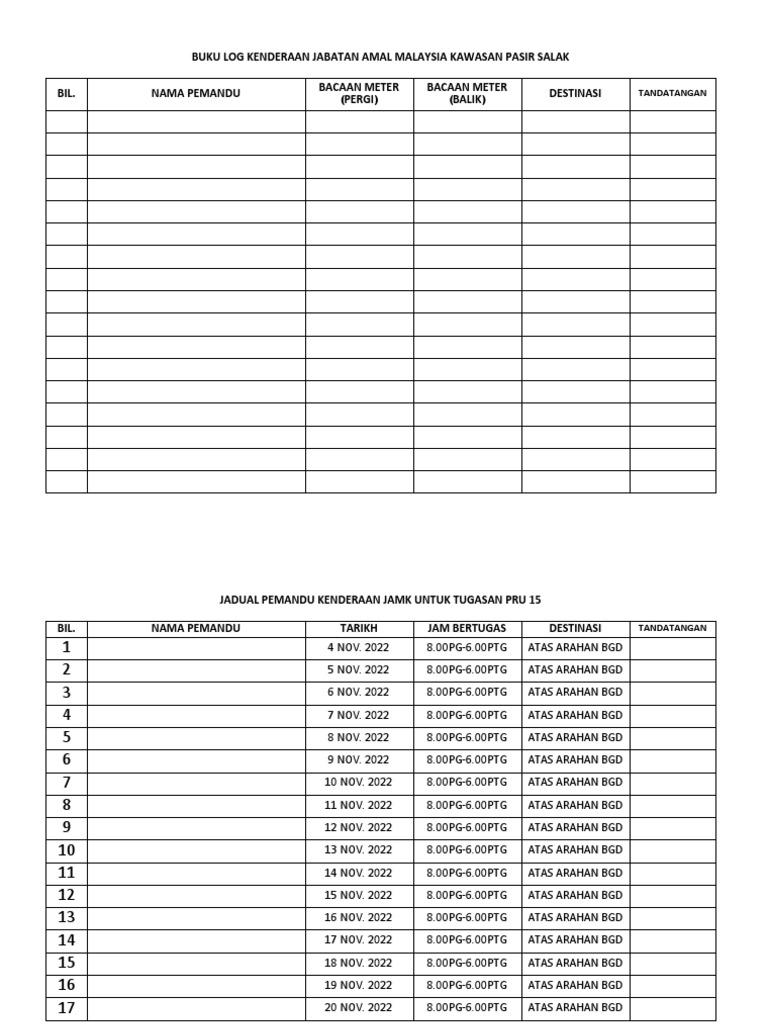 Buku Log Kenderaan Jamk | PDF | Teknologi & Rekayasa