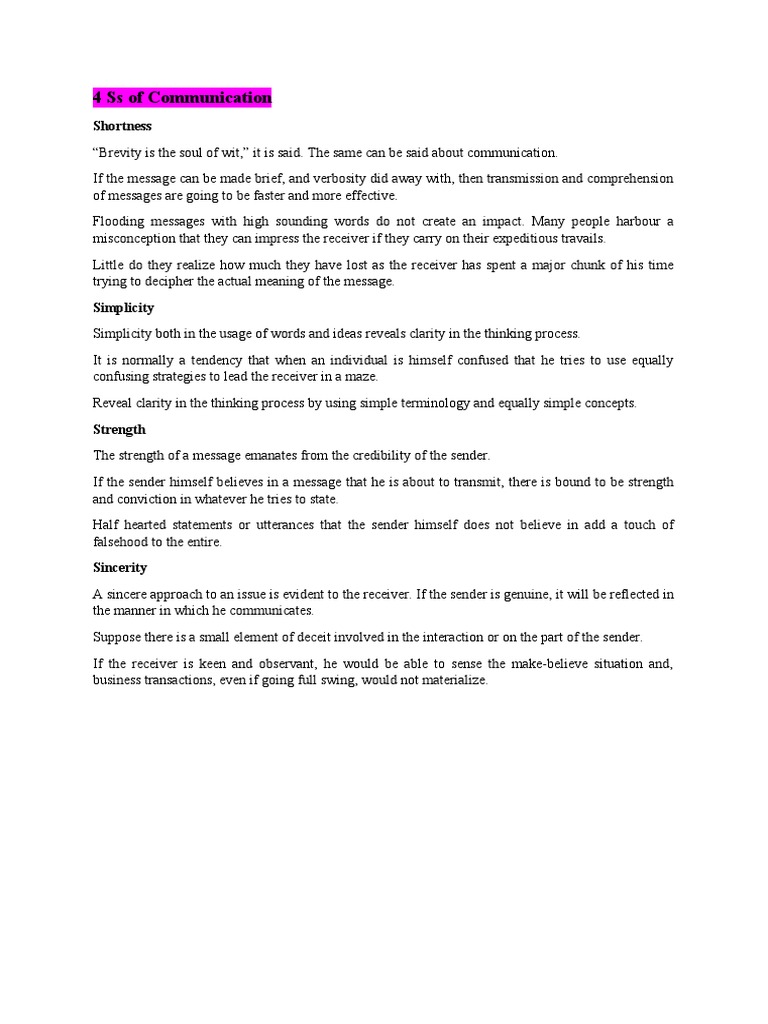 Communication 4Ss 7Cs 3Vs | PDF