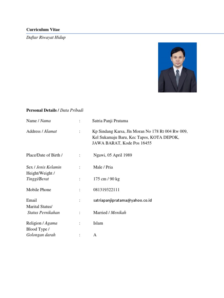 CV OF SATRIA PANJI PRATAMA Rev - Satria Panji Pratama | PDF | Engineering