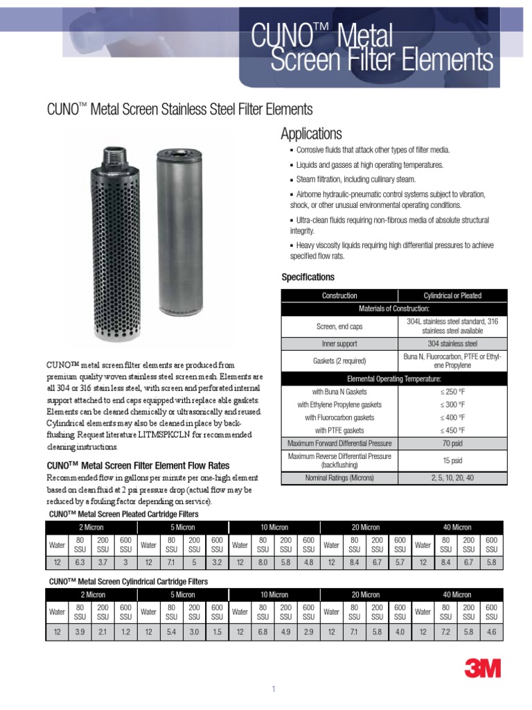 CUNO MTL Screen | PDF | Filtration | Stainless Steel