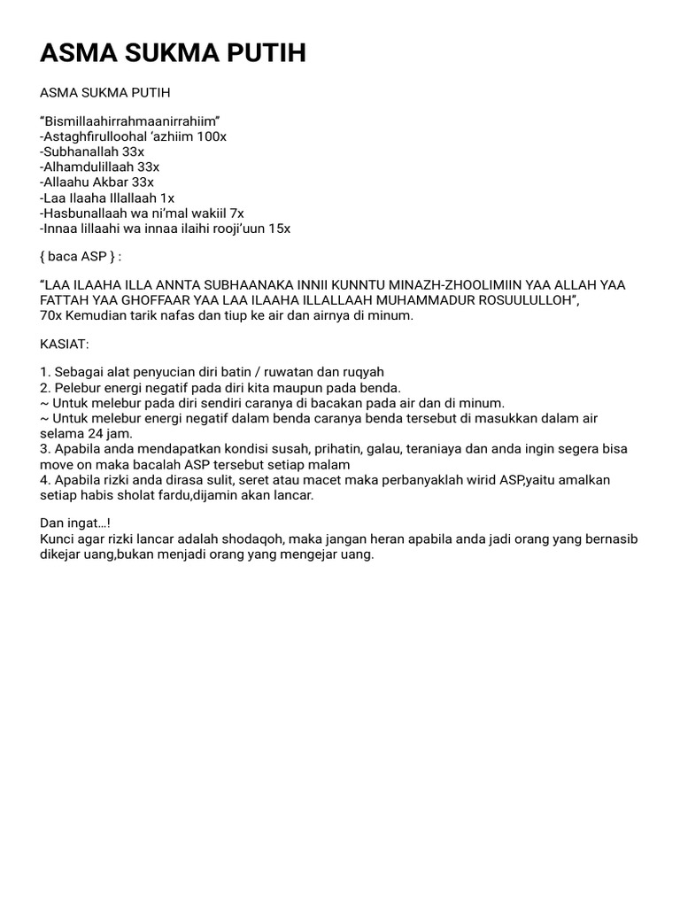 Asma Sukma Putih | PDF | Kesehatan Holistik | Agama & Spiritualitas
