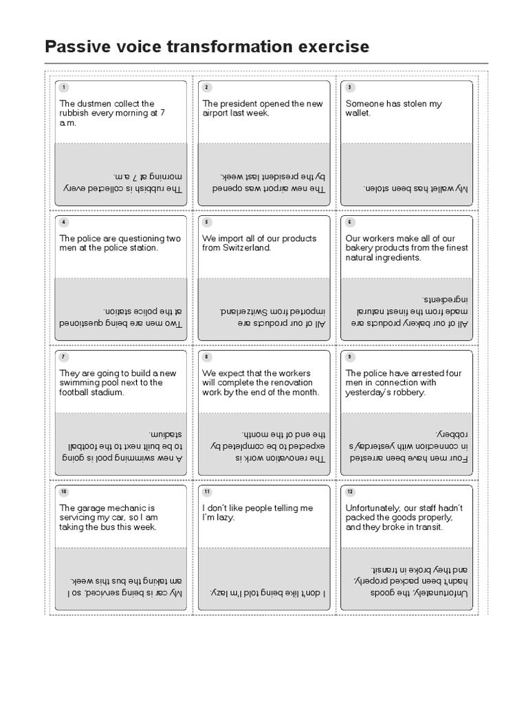 Passive Voice Transformation Exercise | PDF