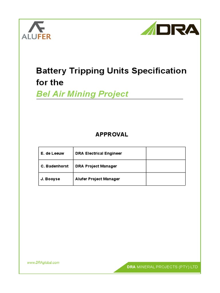 X PGNDP0464 03 ECI SPC 013 Battery Tripping Unit Specification RevA ...
