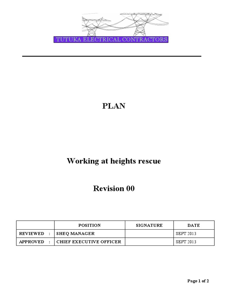Working at Heights Rescue Plan | PDF