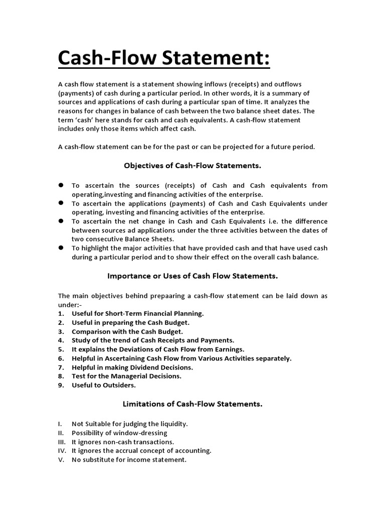 Cash Flow Statement | PDF | Cash Flow Statement | Income Statement