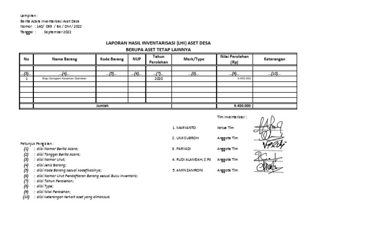 Laporan Inventarisasi Aset Desa 2022 | PDF