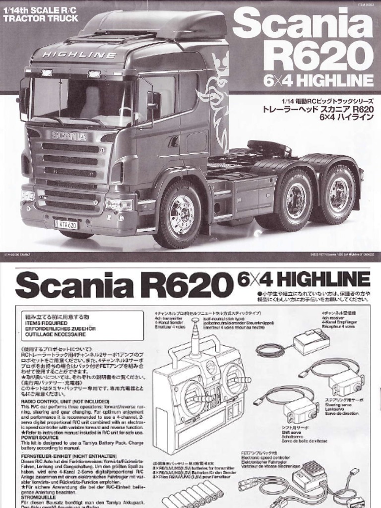 Tamiya 56327 1 14 Scania r620 6x4 RC Model Truck Kit 300056327 User ...