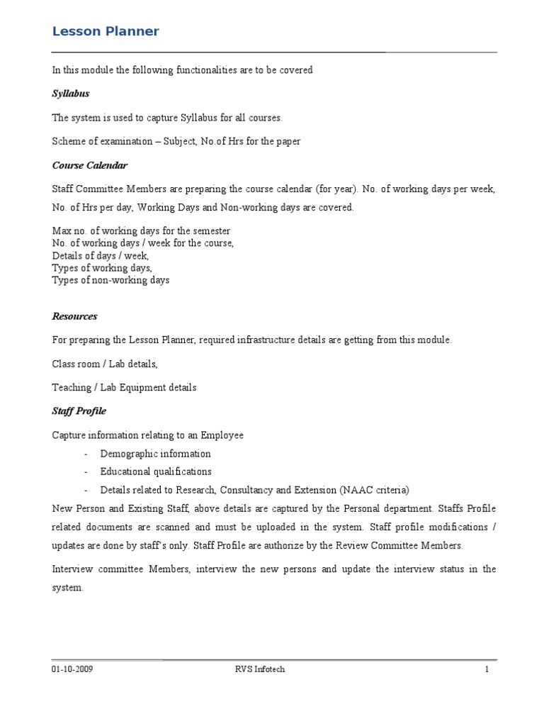 Flow of Lesson Planner | PDF | Syllabus | Teaching And Learning