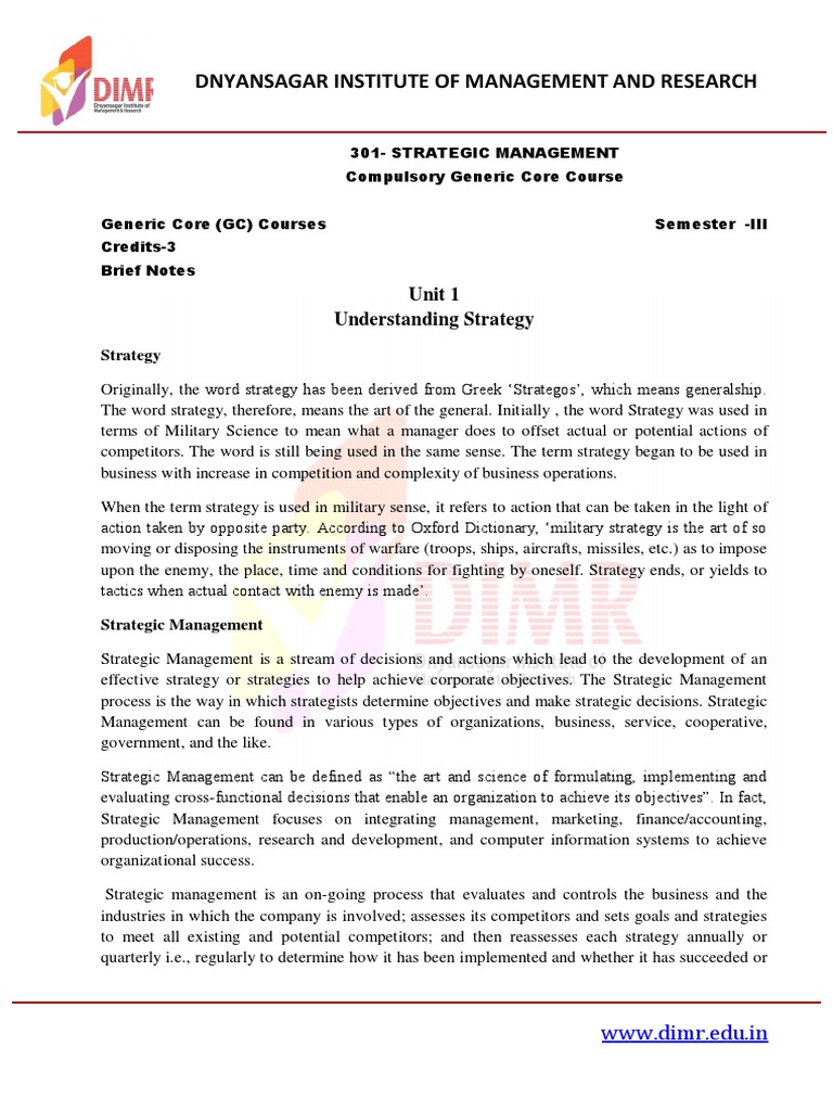 GC 301 Notes | PDF | Strategic Management | Competitive Advantage