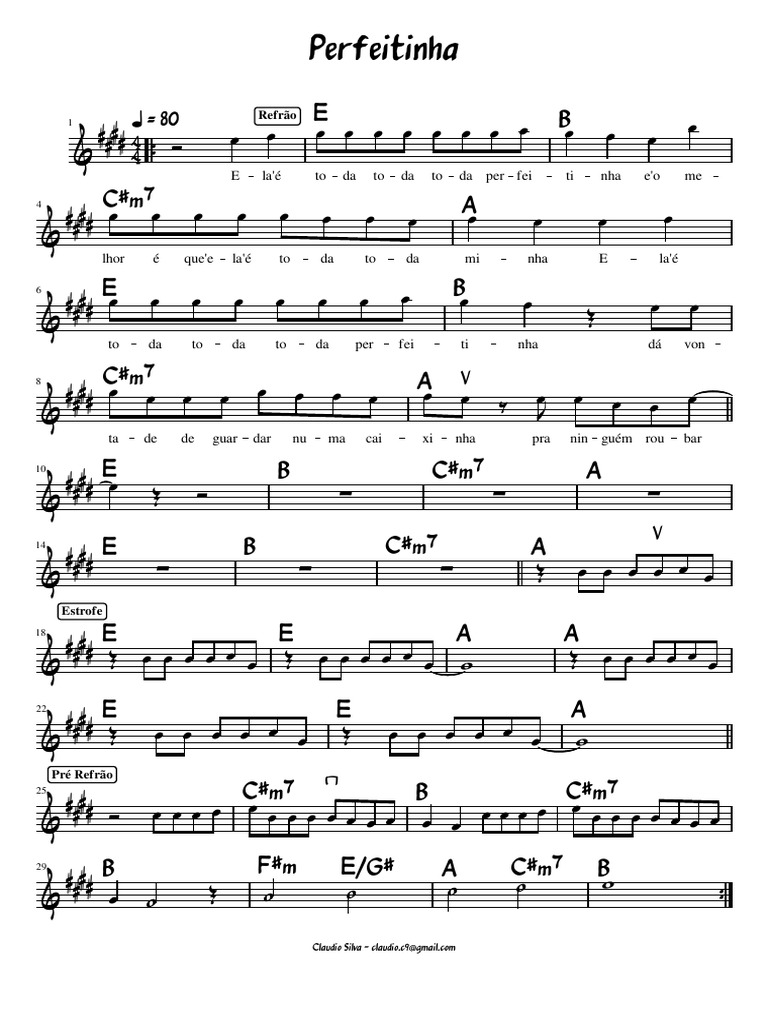 Repertório - Perfeitinha - LeadSheet | PDF