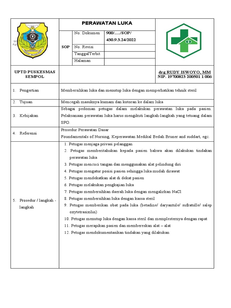 SOP Perawatan Luka PPNI | PDF
