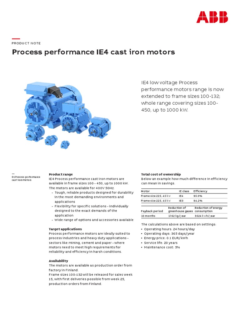 Abb-Ie4 Motor Sizes | PDF | Electrical Engineering | Physical Quantities