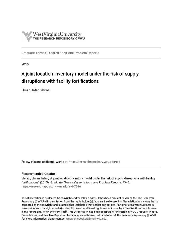 READING A Joint Location Inventory Model Under The Risk of Supply Chain | PDF
