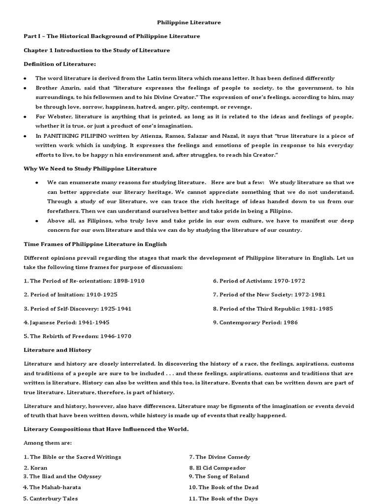 Phil Lit 2nd Week Handout | PDF | Poetry | Epic Poetry