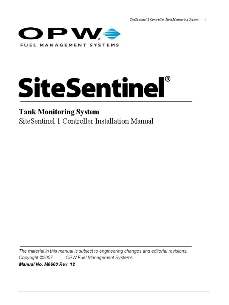 M0600 SiteSentinel 1 Controller Manual | PDF | Legal Liability ...