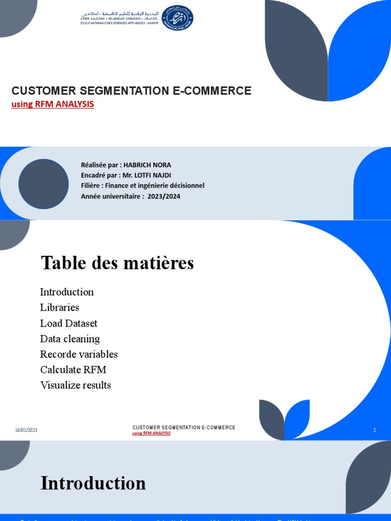 Customer Segmentation E Commerce Pdf Business Process Information