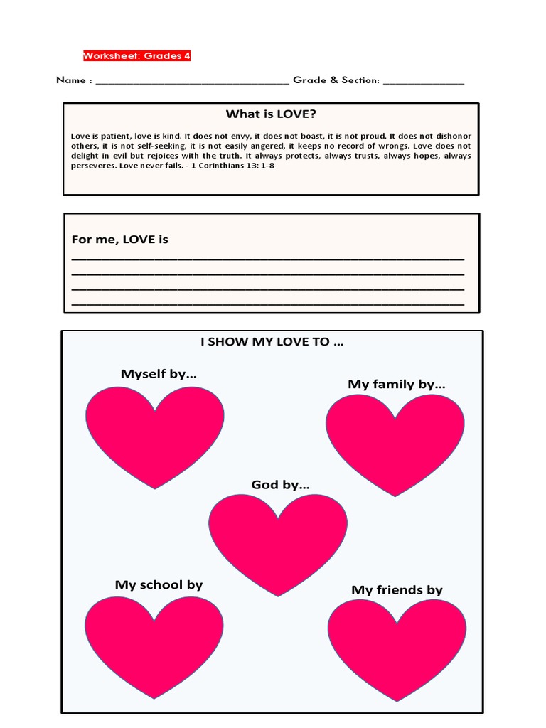 Understanding Love: A Worksheet for Kids | PDF | Wellness