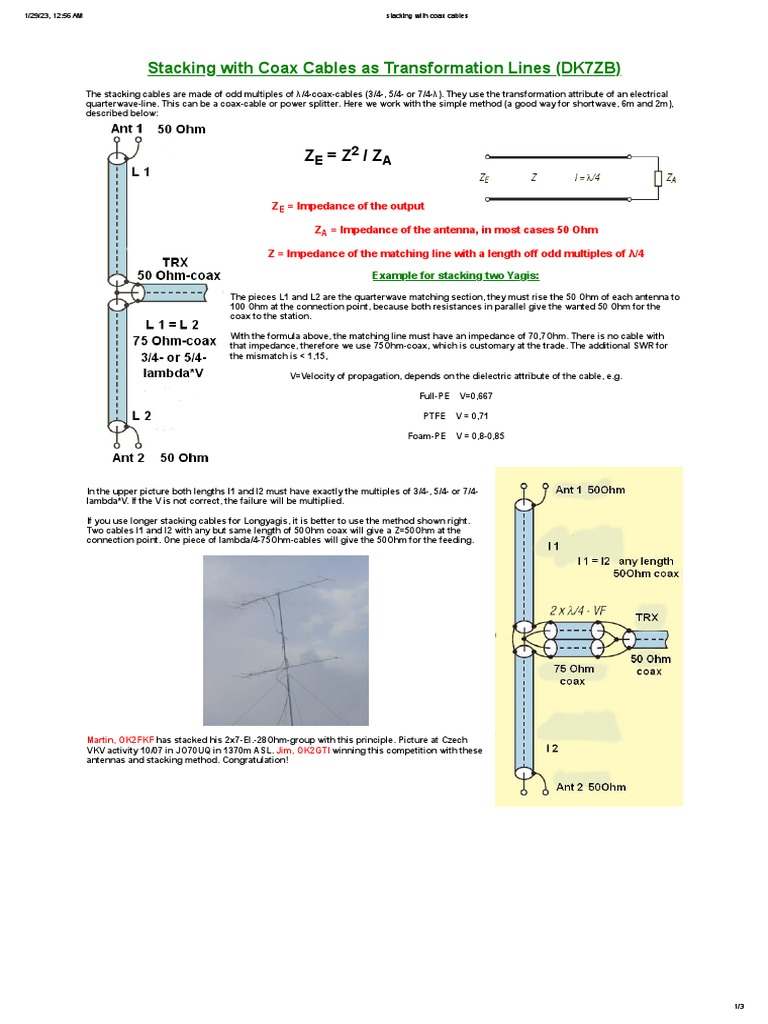 Coax Cable Stacking Techniques Explained | PDF | Coaxial Cable ...