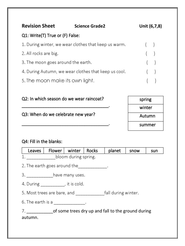 Revision Sheet Unit (6,7,8) | PDF Revision Sheet Unit (6,7,8) | PDF